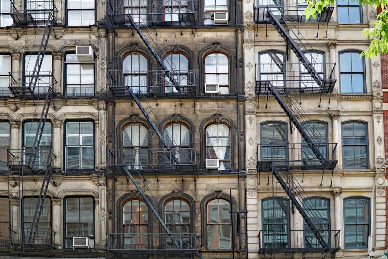 Manhattan, Facade of Old Building in SoHo Stock Image - Image of pastel ...