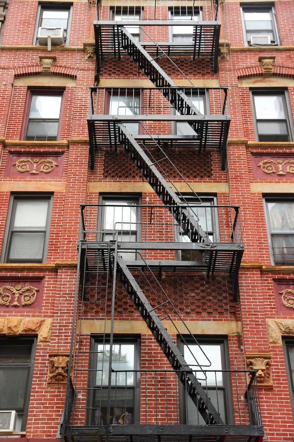 Fire escapes in New York editorial stock image. Image of wall - 68194374