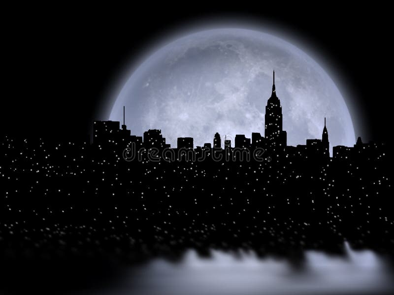 Manhattan Full moon stock illustration. Illustration of cityscape ...