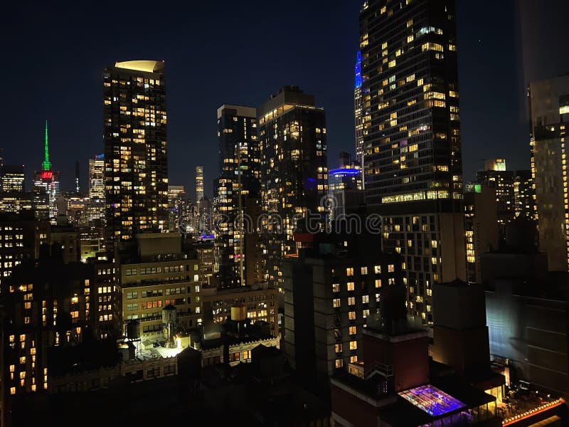 Manhattan midnight view stock photo. Image of midnight - 319075340