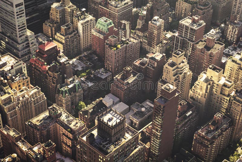 Manhattan Midtown Buildings Top View, Toned Image Stock Image - Image ...