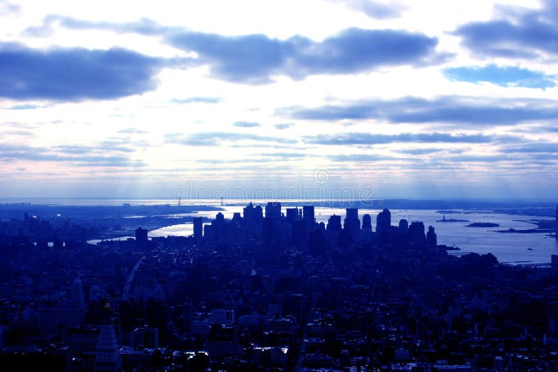 Manhattan, New York, in Blue Stock Photo - Image of america, vista: 4253106