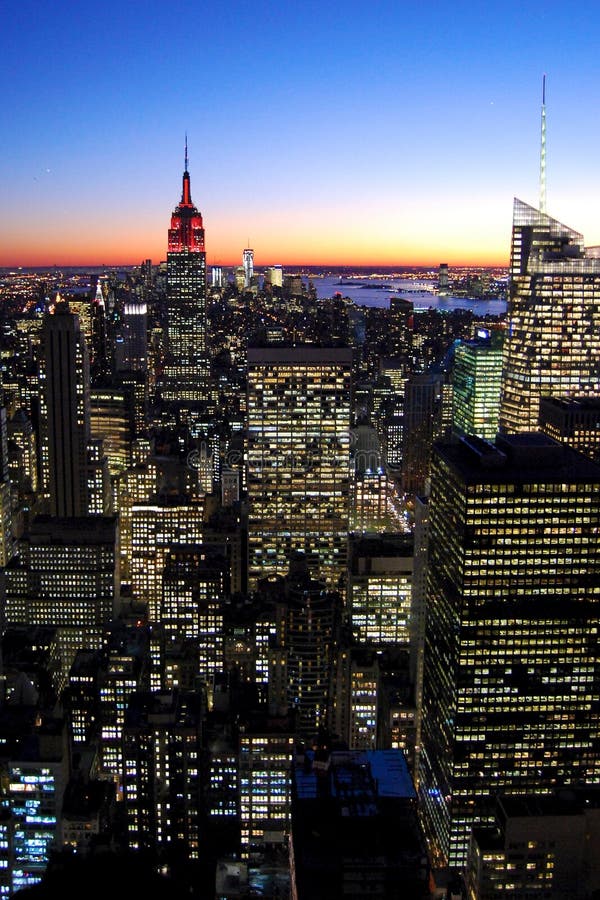 Manhattan at Night, New York Stock Image - Image of tourism, finance ...