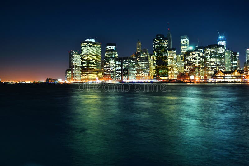 Manhattan night scene stock photo. Image of light, metropolis - 23596896