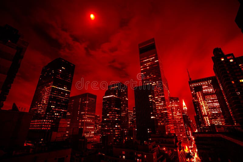 Manhattan at night stock photo. Image of wide, place - 136159796