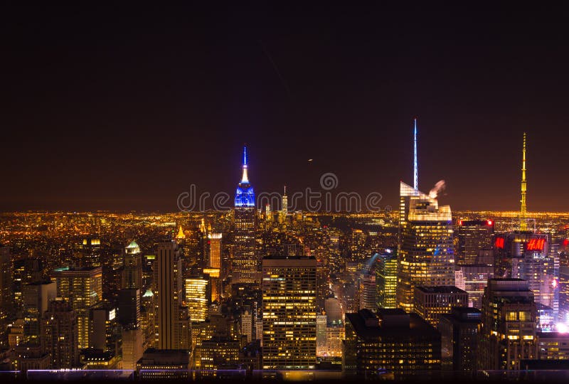 Manhattan Night View from Top of the Rockefeller Center Editorial Image ...