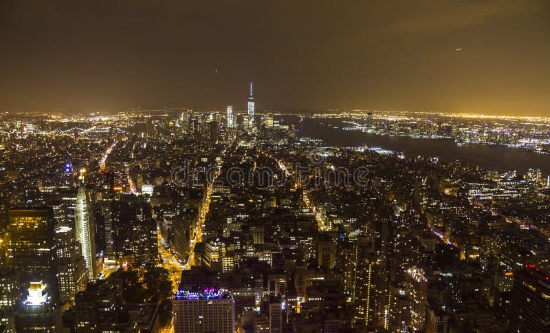 Manhattan Overview at Night from Empire State Building Editorial Image ...
