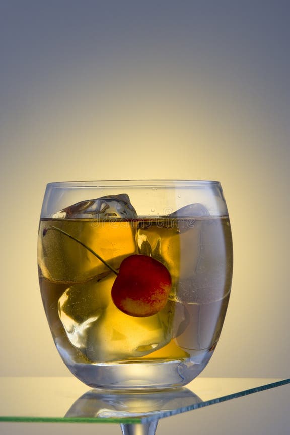 Manhattan or Rob Roy Cocktail on the Rocks Stock Photo - Image of copy ...