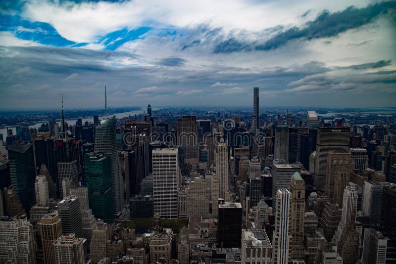 Manhattan Sky View Downtown Editorial Photography - Image of city ...