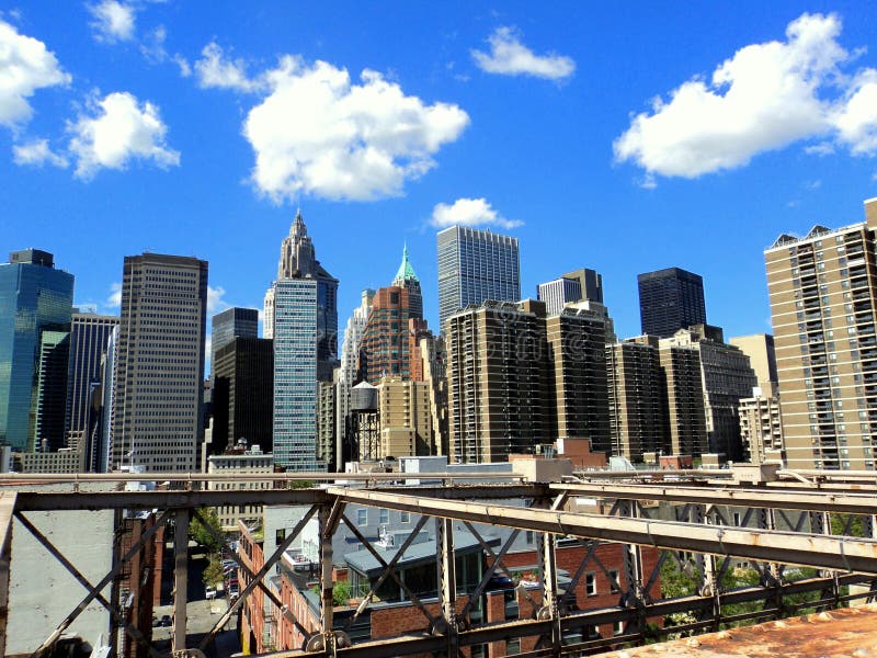 Manhattan Skyline, Blue Sky and Summer Vibe. Editorial Stock Photo ...