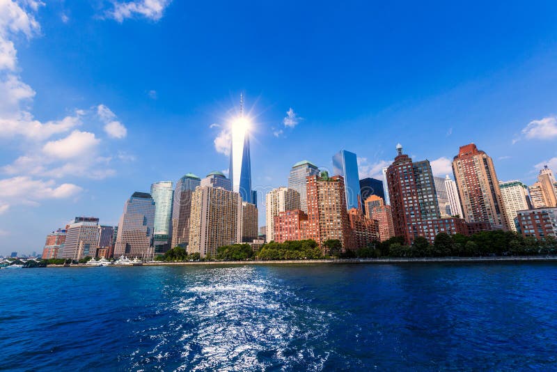Manhattan Skyline New York Sunshine US Stock Photo - Image of touristic ...