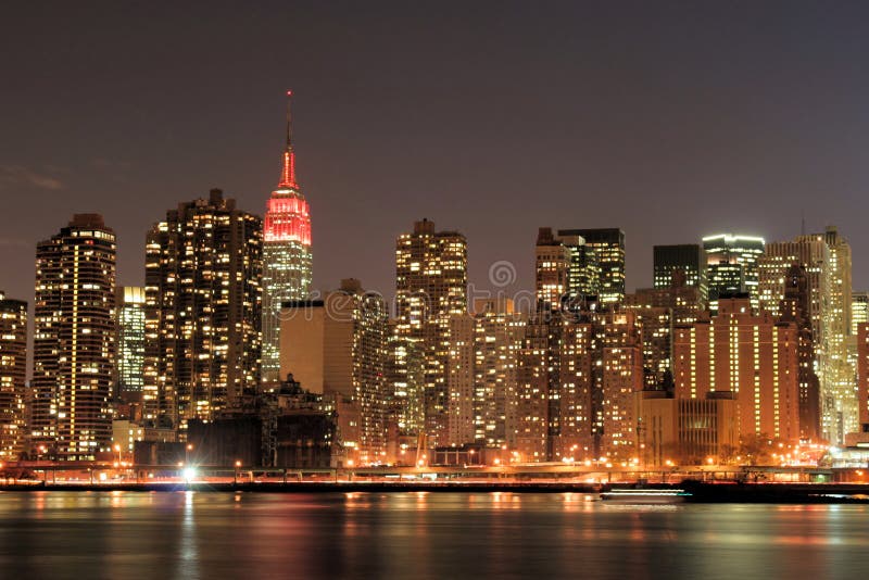 Manhattan skyline at Night stock image. Image of nation - 1720835