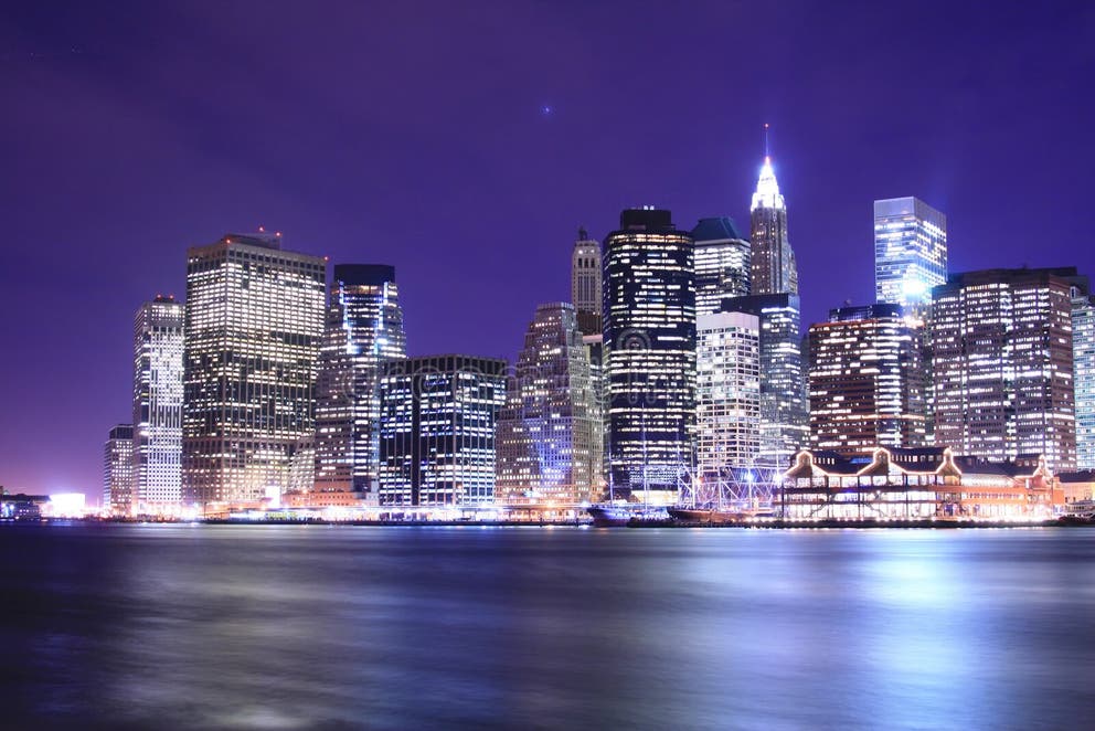 Manhattan Skyline at Nights Stock Image - Image of park, midtown: 2290023