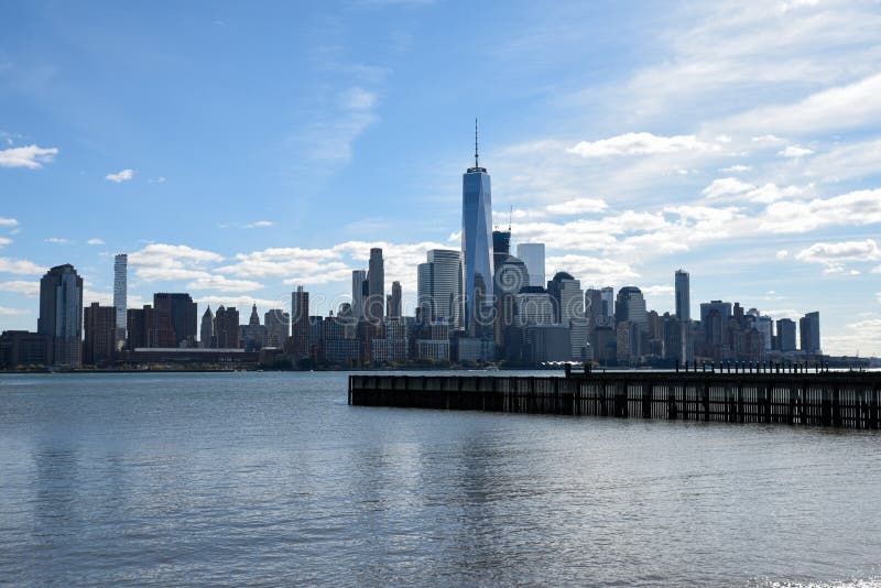 Manhattan Skyline Over Hudson River, New York Stock Photo - Image of ...