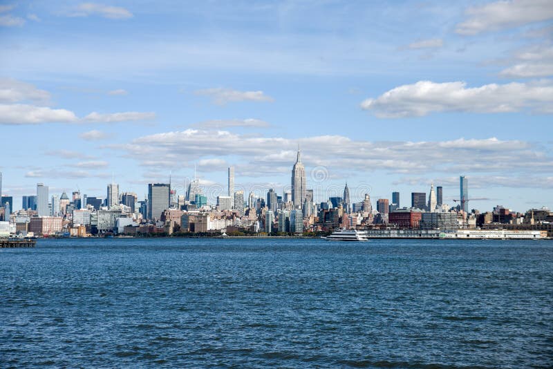 Manhattan Skyline Over Hudson River, New York Stock Image - Image of ...