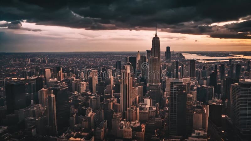 Manhattan Skyline at Sunset Stock Video - Video of photograph ...