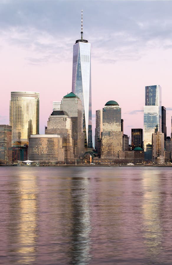 Manhattan Skyscrapers at Sunset Editorial Stock Photo - Image of ...