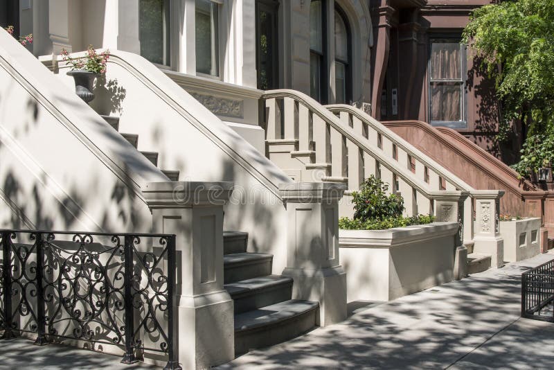 Manhattan Stoops - New York City Stock Photo - Image of america, side ...