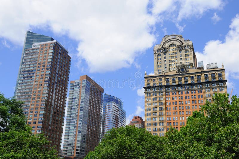 Manhattan View from Battery Park Stock Image - Image of park, sunny ...