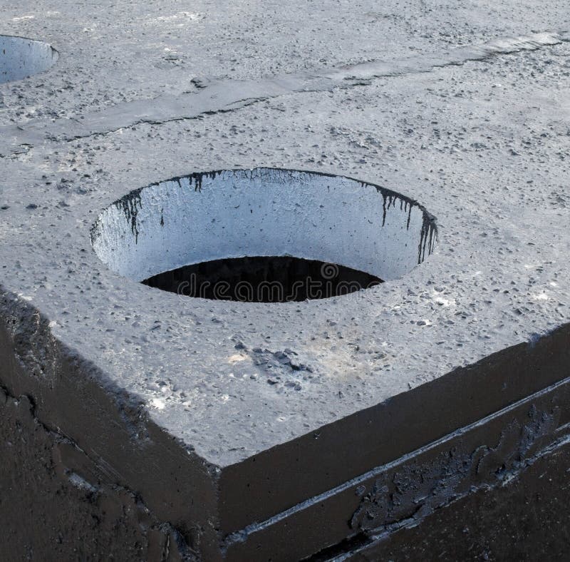 Manhole in the Concrete Block Stock Photo - Image of base, basement ...