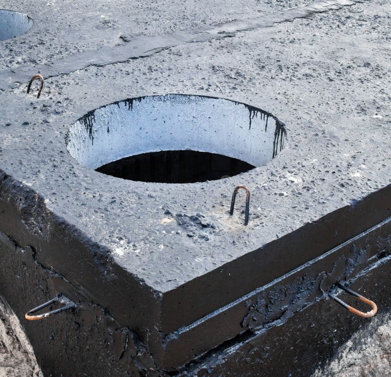 Manhole in the Concrete Block Stock Photo - Image of hole, confined ...