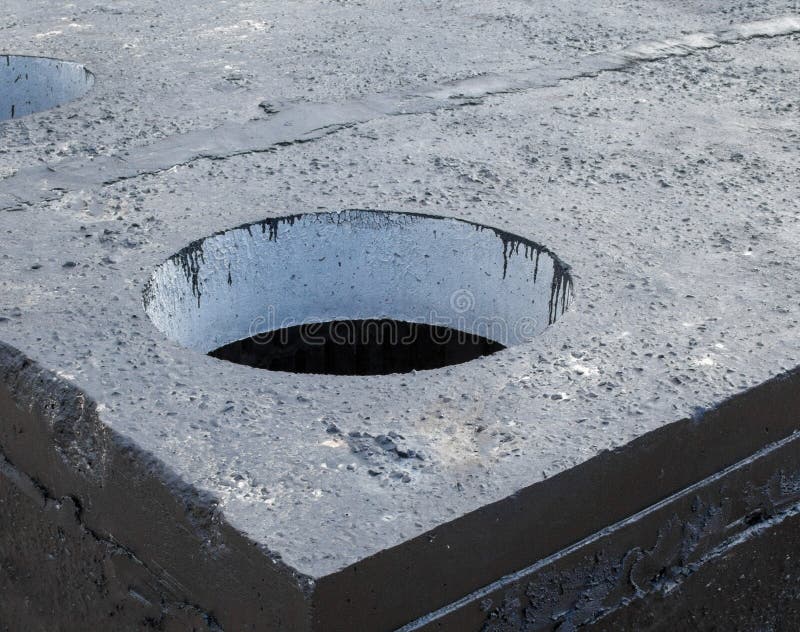 Manhole in the Concrete Block Stock Photo - Image of base, basement ...