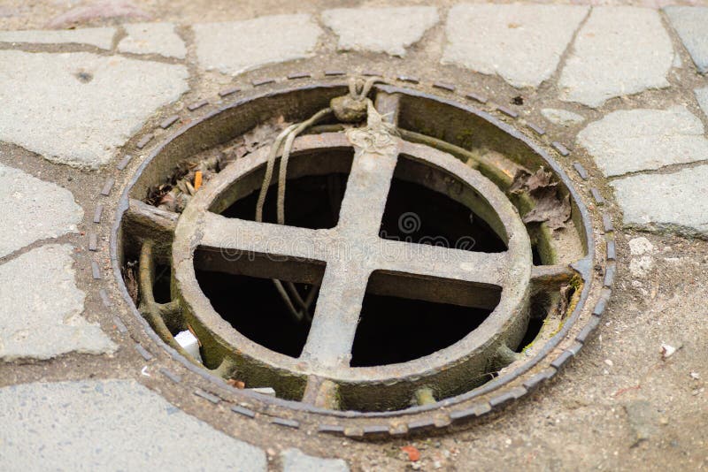 Manhole Cover Composition As a Background Stock Image - Image of ...