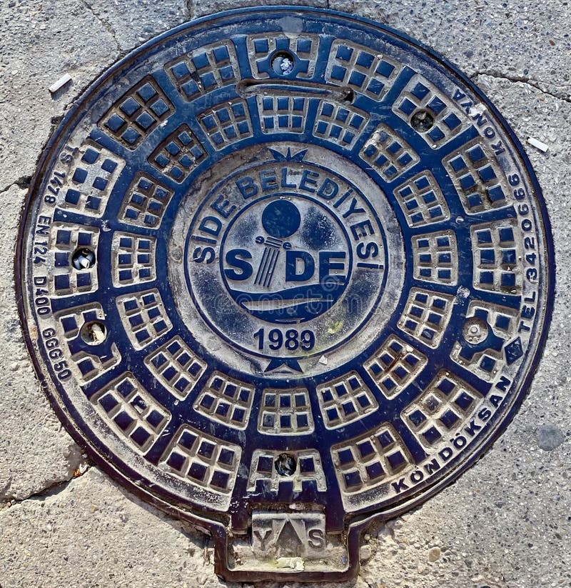 Manhole Cover, Side, Turkey. Editorial Image - Image of emblem, turkey ...