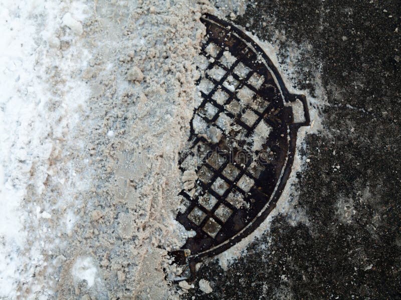 Manhole in the Snow in Winter Stock Photo - Image of manhole, chamber ...
