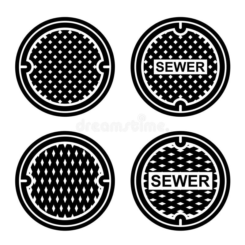 Manhole Sewer Cover Black Symbol Stock Vector - Illustration of ...