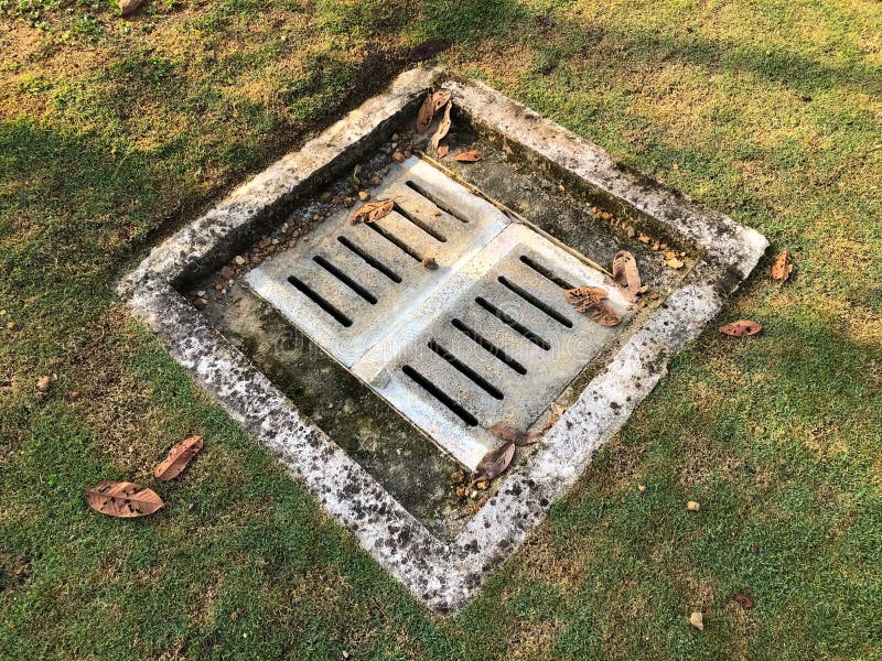 Manhole Stone Drain Cover at the Public Park Stock Image - Image of ...
