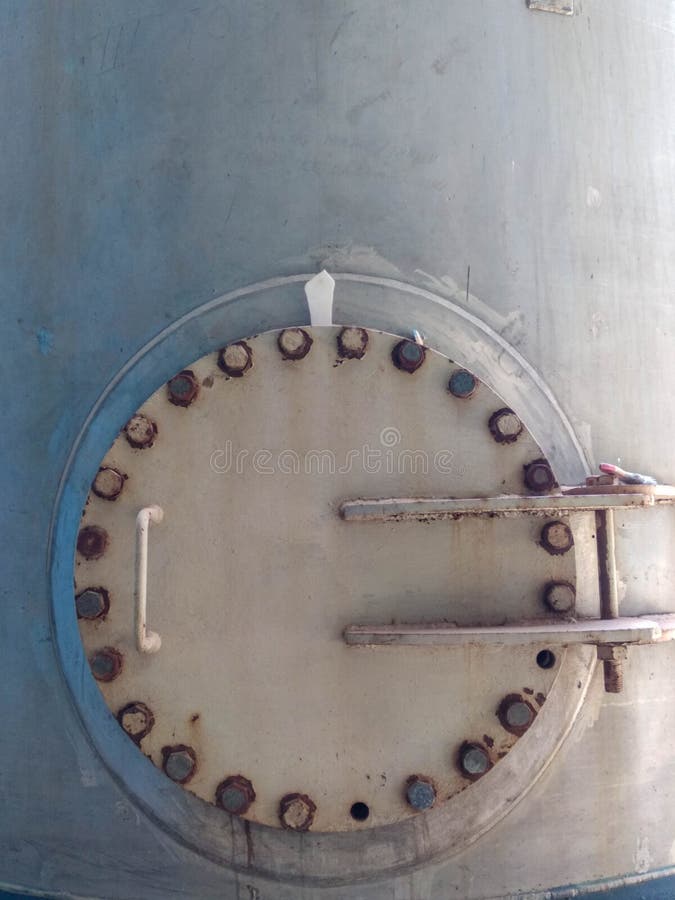 Manhole of a Storage Tank Made of Stainless Steel Stock Image - Image ...