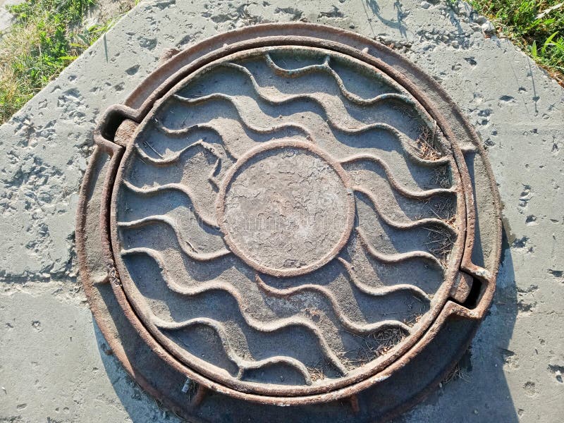 Manhole top view stock photo. Image of manhole, beton - 198293030