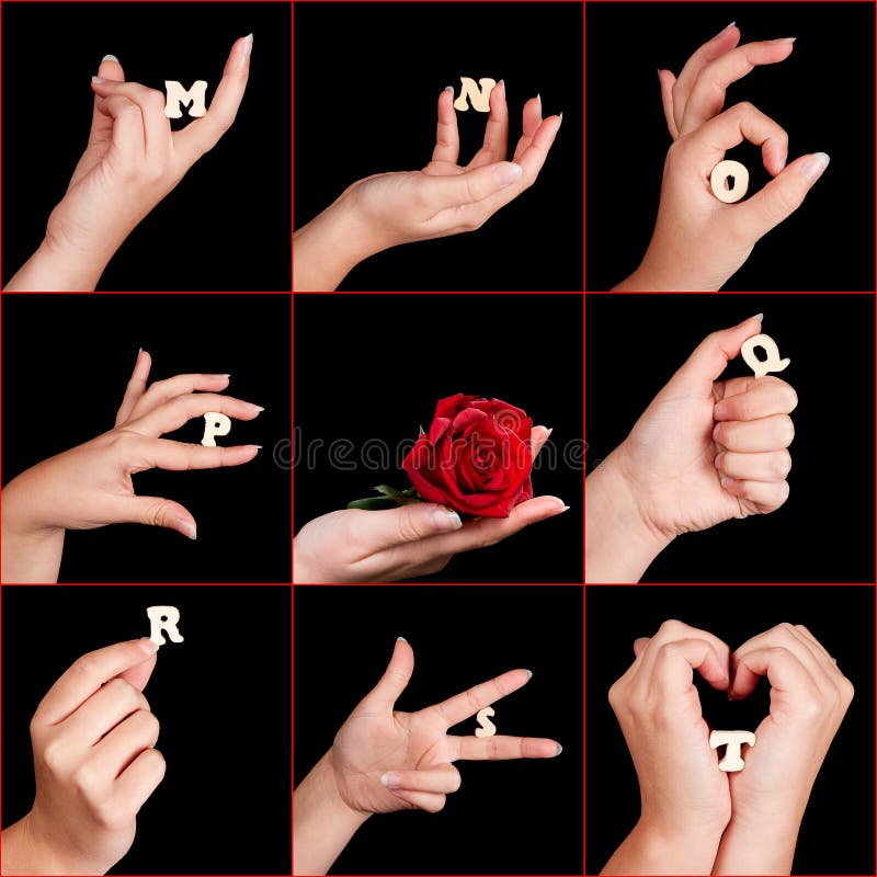 Mani Con Le Lettere Di Alfabeto Fotografia Stock - Immagine di testo ...