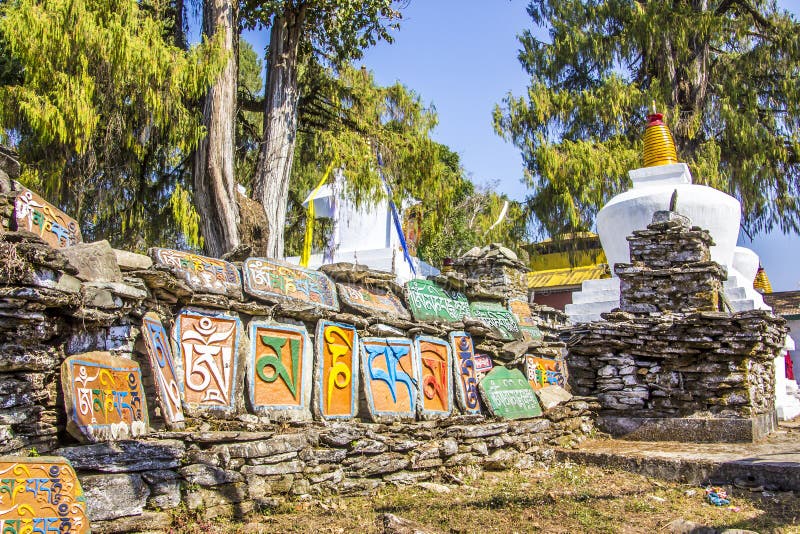 Mani stones on mani wall stock image. Image of religion - 43458665