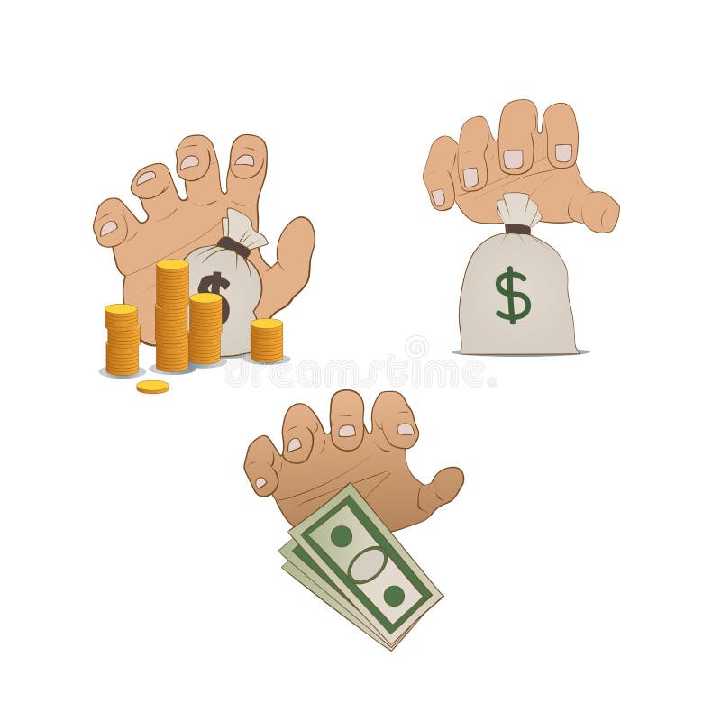 Mani su soldi illustrazione vettoriale. Illustrazione di dollaro - 41596822
