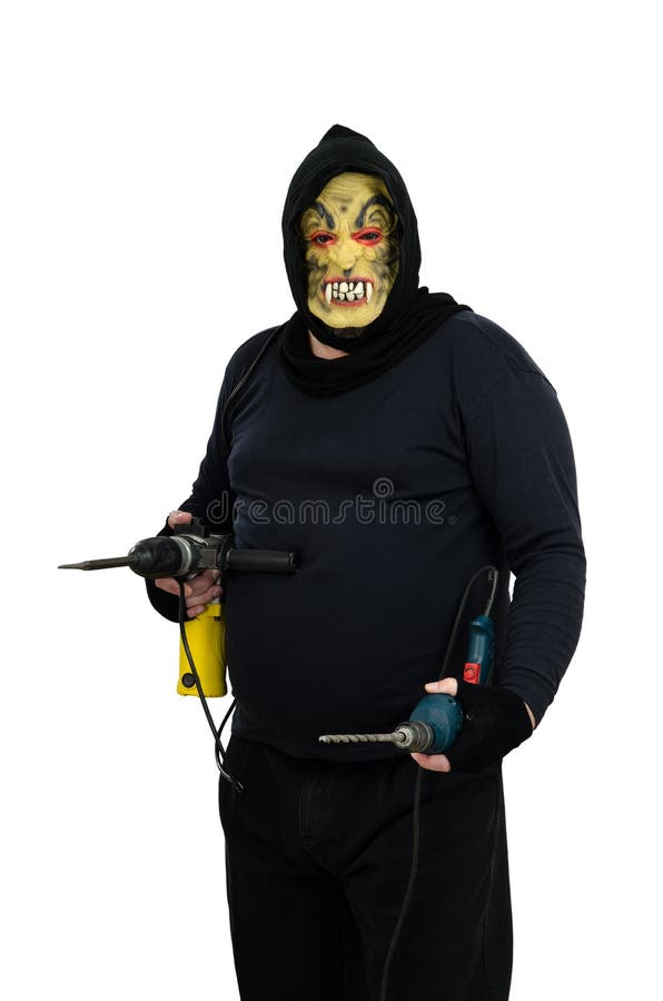 Nightmare Maniac Holds Drill Stock Image - Image of maniac, awful ...