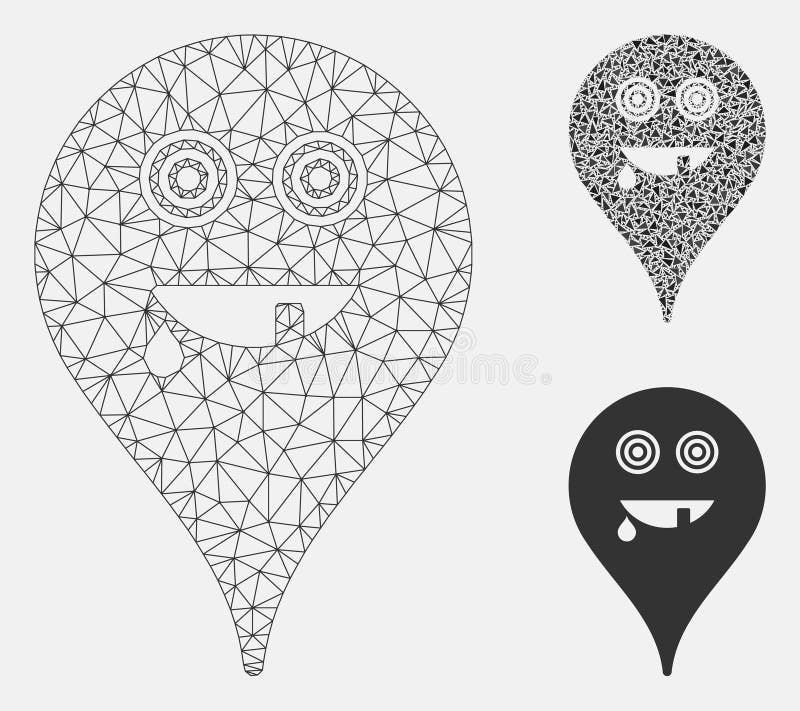 Maniac Smiley Map Marker Vector Mesh Carcass Model and Triangle Mosaic ... Maniac Smiley Map Marker Vector Mesh Carcass Model and Triangle Mosaic ...
