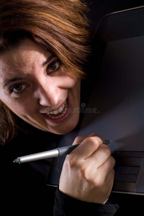 Manic female designer stock image. Image of pencil, creativity - 4089249