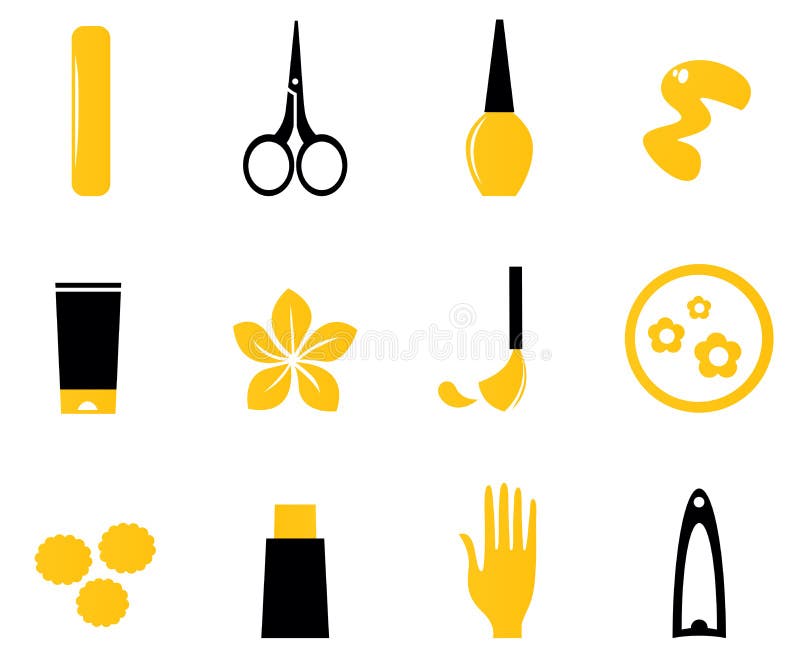 Manicure, Cosmetics and Beauty Icons Stock Vector - Illustration of ...