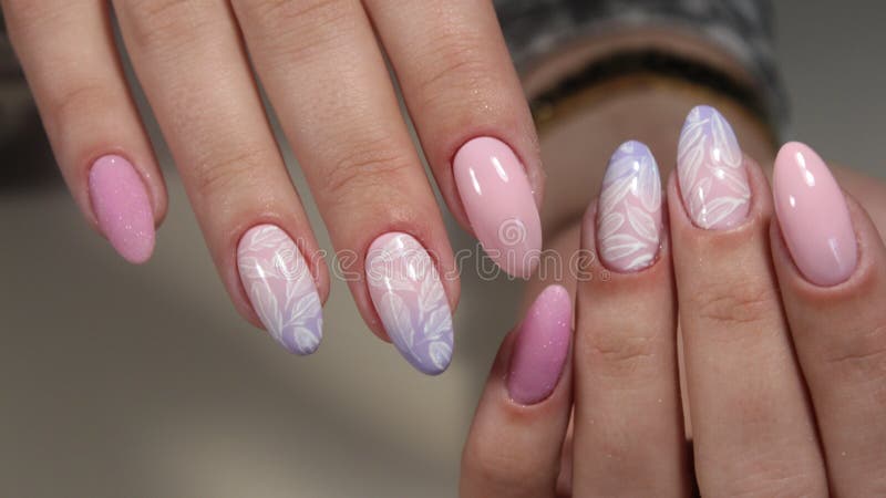 Manicure Design with a Pattern on the Nails Stock Image - Image of ...
