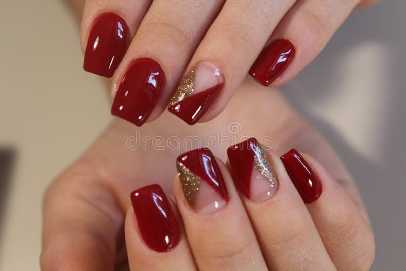 Manicure Design Red Abstraction Stock Photo - Image of woman, black ...