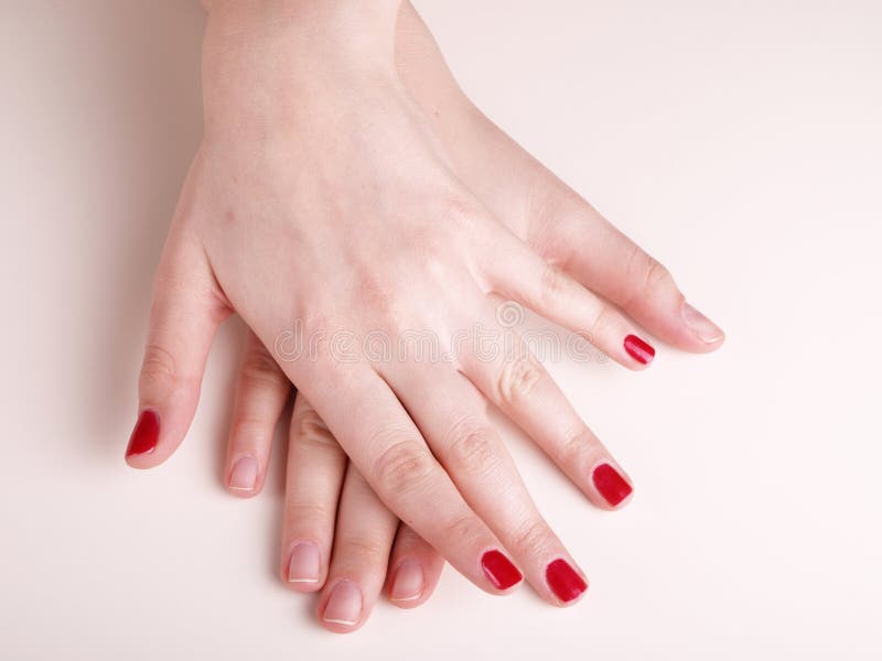 Woman hand with red nails stock image. Image of finger - 2099867