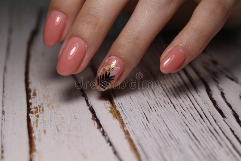 Manicure with Long Nails on a Trendy Texture Stock Image - Image of ...