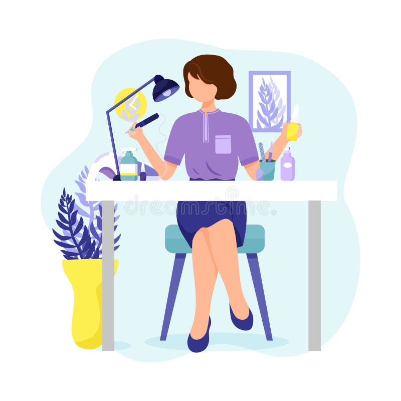 Manicure Master with a Manicure Machine Nail File and Nail Polishes ...