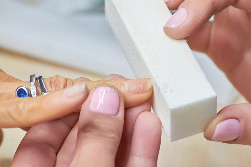 Manicure Nail Buffering Close Up. Stock Photo - Image of commerce ...