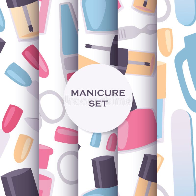 Manicure and Pedicure Tools Seamless Pattern Set for Nail Studios ...