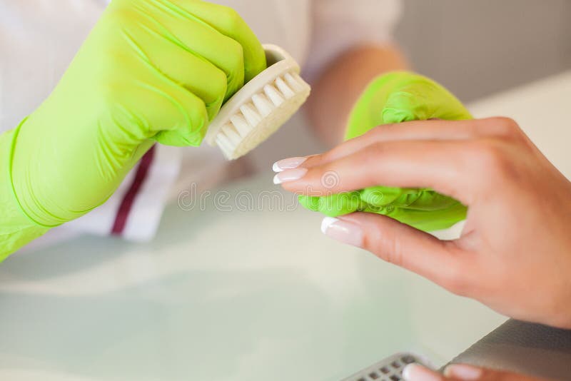 New Manicure. Side View of the Process of Manicure in Salon Stock Image ...