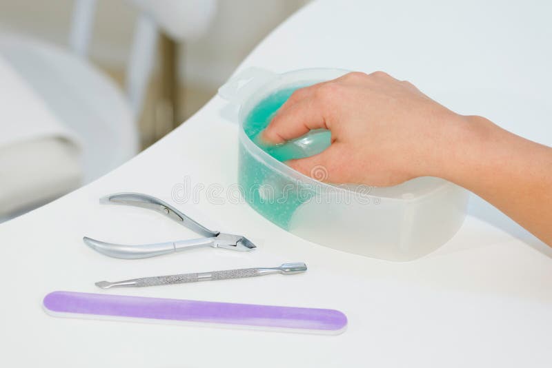 Soaking Nails in Beauty Salon Stock Photo - Image of nails, horizontal ...