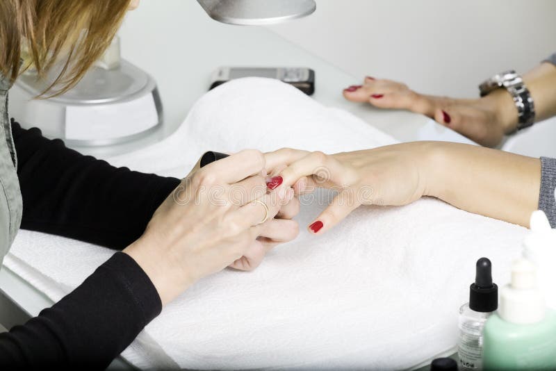 Manicure Process. Beauty Salon. Stock Photo - Image of elegance, hands ...